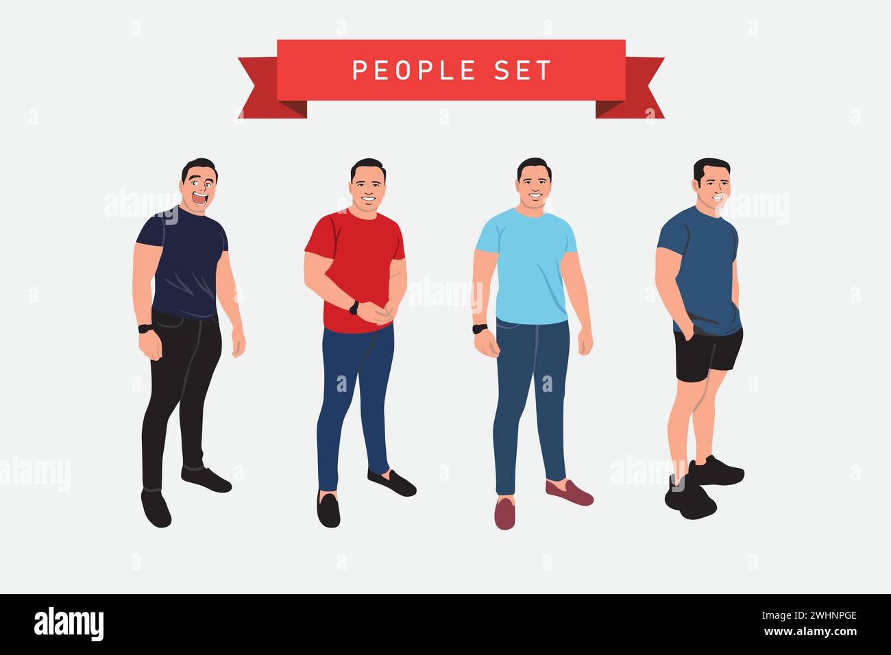 People of different ages and body types. Flat style vector illustration ...