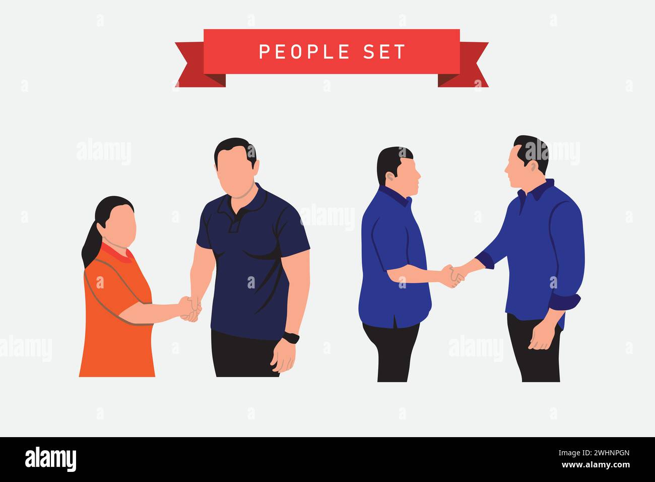 People shaking hands. Vector illustration of a man and woman shaking ...