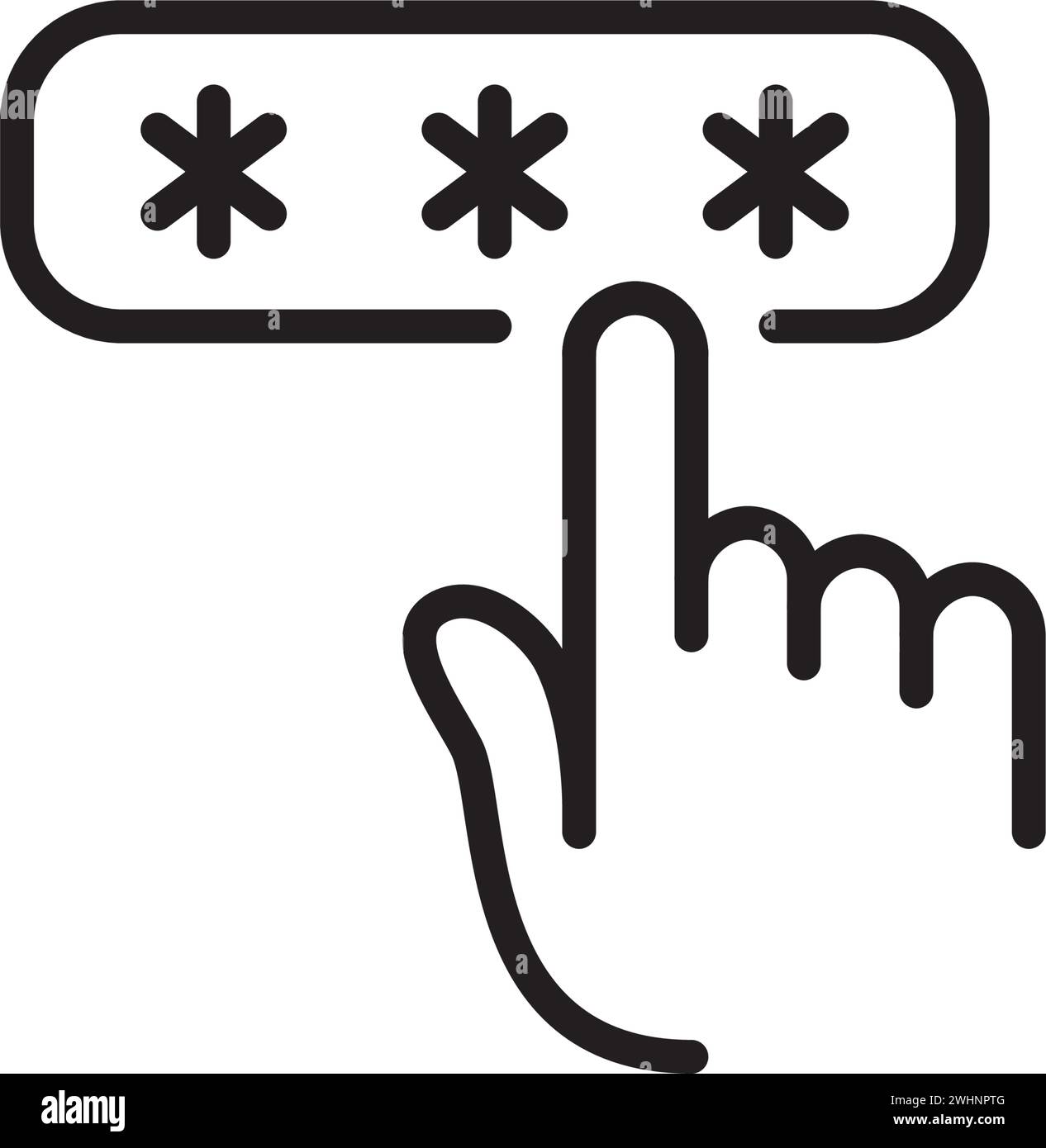Finger Tapping On Dialog Box With Password Hidden Behind Asterisks Pixel Perfect Icon Stock