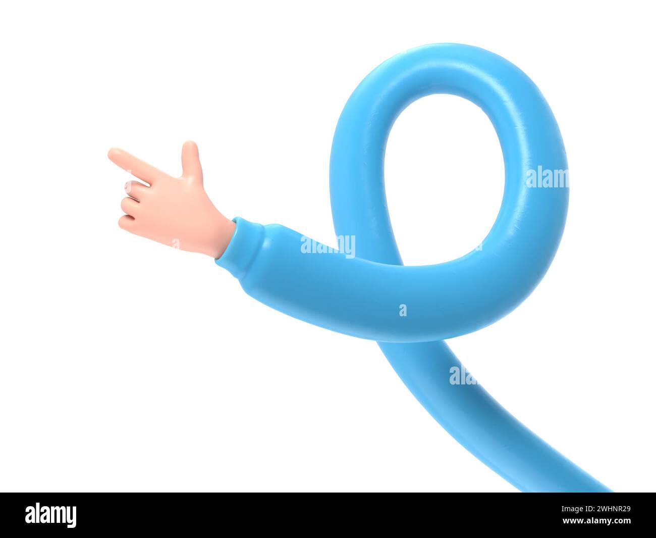 Cartoon Gesture Icon Mockup.Cartoon character hand pointing gesture. 3D ...