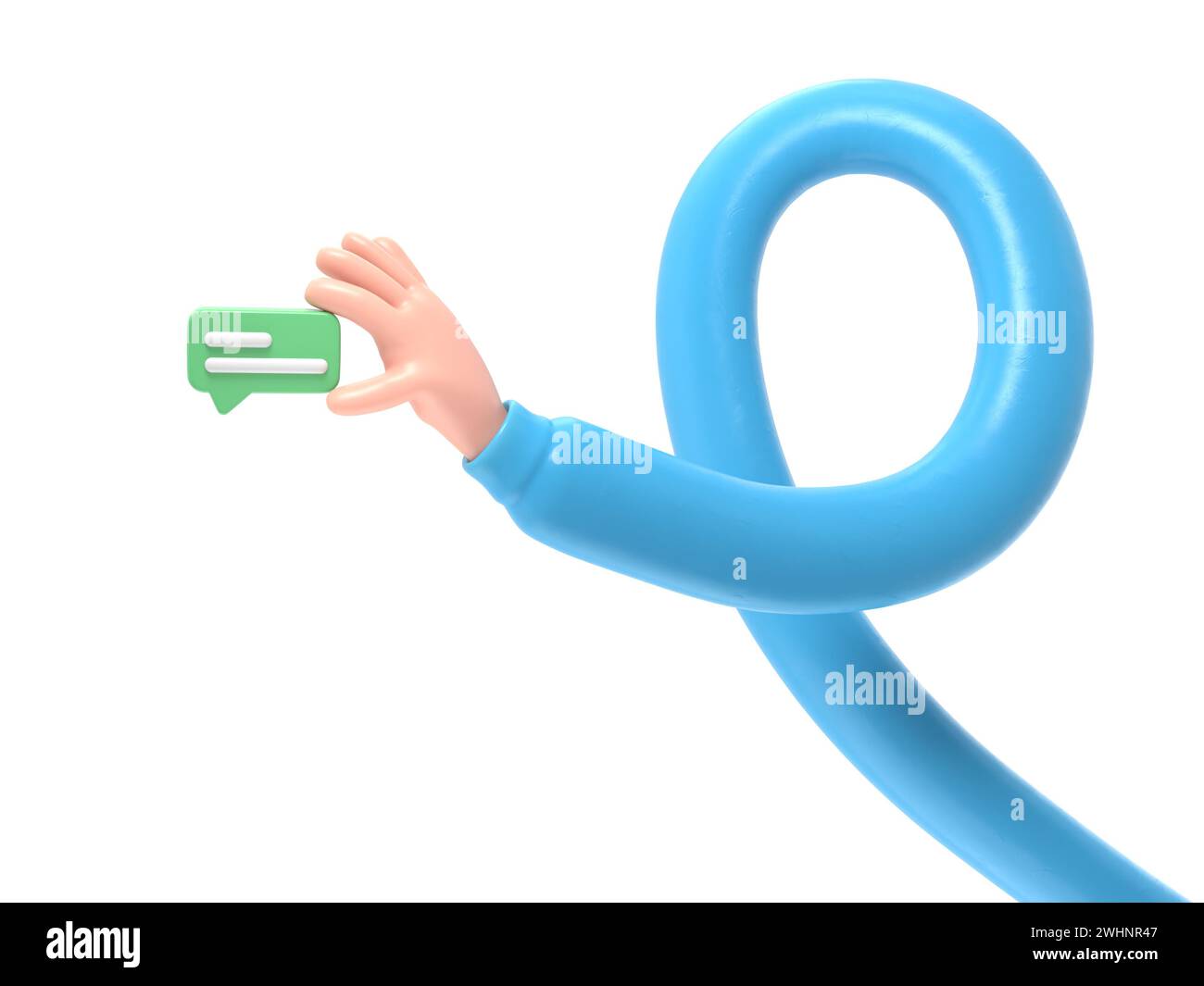 Cartoon Gesture Icon Mockup.3d hand holding chat bubble icon. Message ...