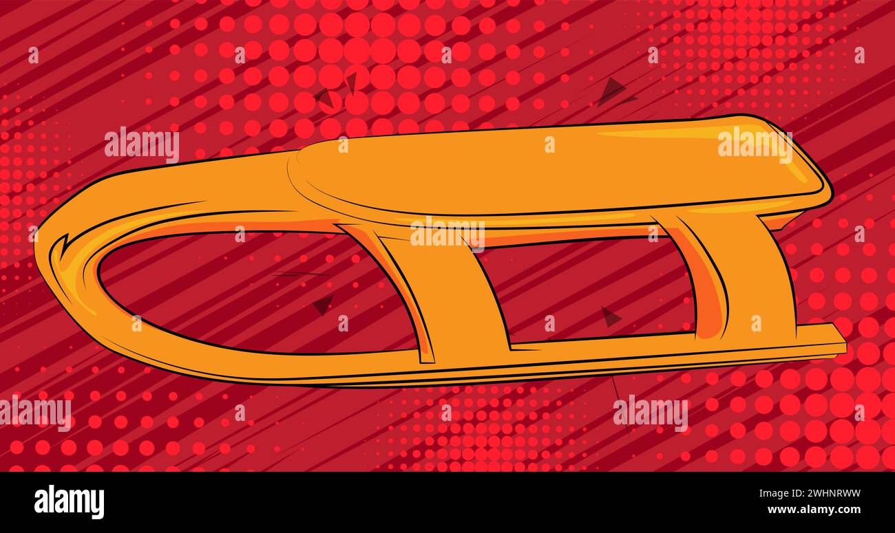 Cartoon Sled, comic book Toboggan. Retro vector comics pop art design ...