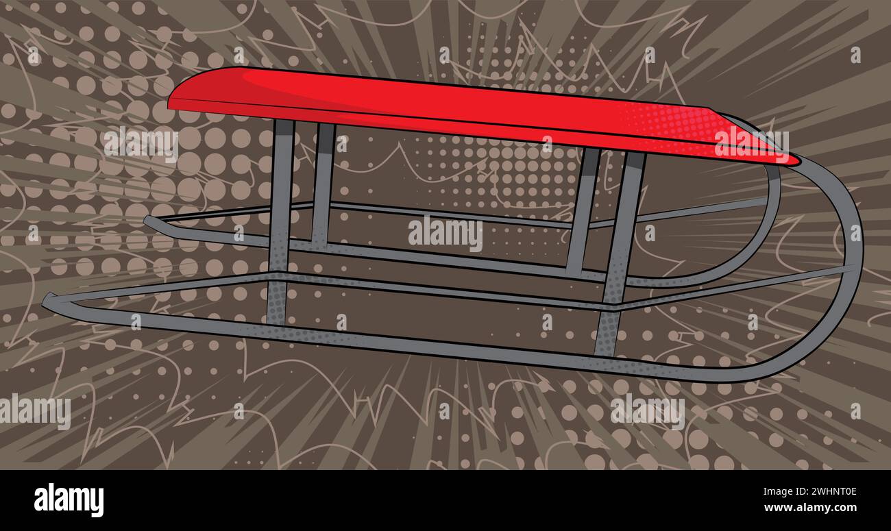 Cartoon Sled, comic book Toboggan. Retro vector comics pop art design ...