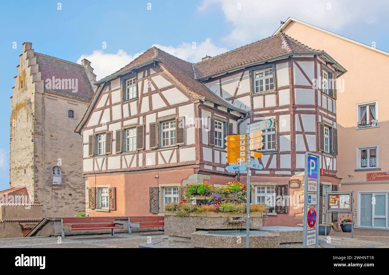 Historic Markdorf with witches' tower, Lake Constance district Stock ...