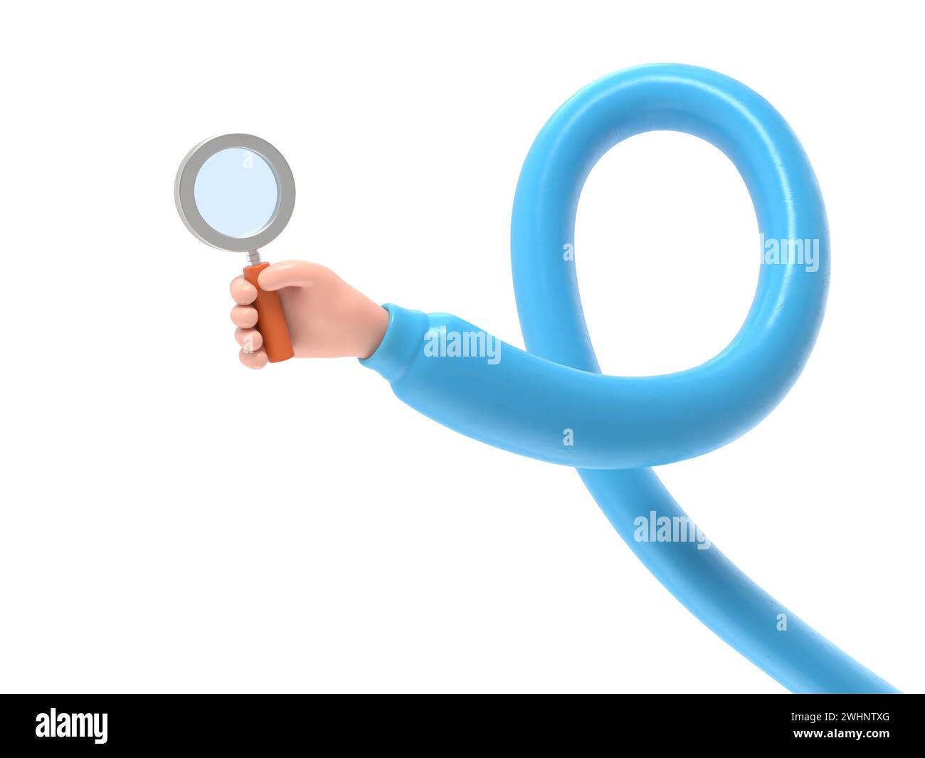 Cartoon Gesture Icon Mockup.Businessman hand holding a magnifying glass ...
