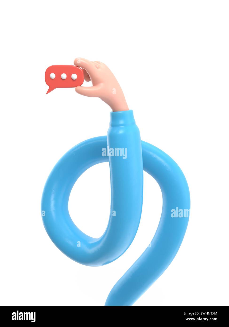 Cartoon Gesture Icon Mockup.3d hand holding chat bubble icon. Message ...