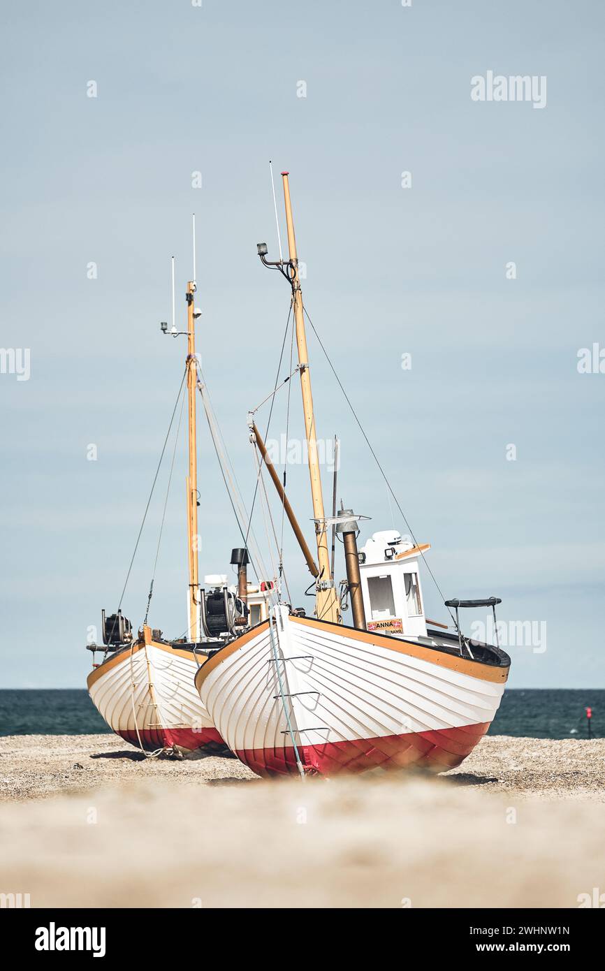 Old Fishing Boats at Slettestrand in Denmark Stock Photo - Alamy