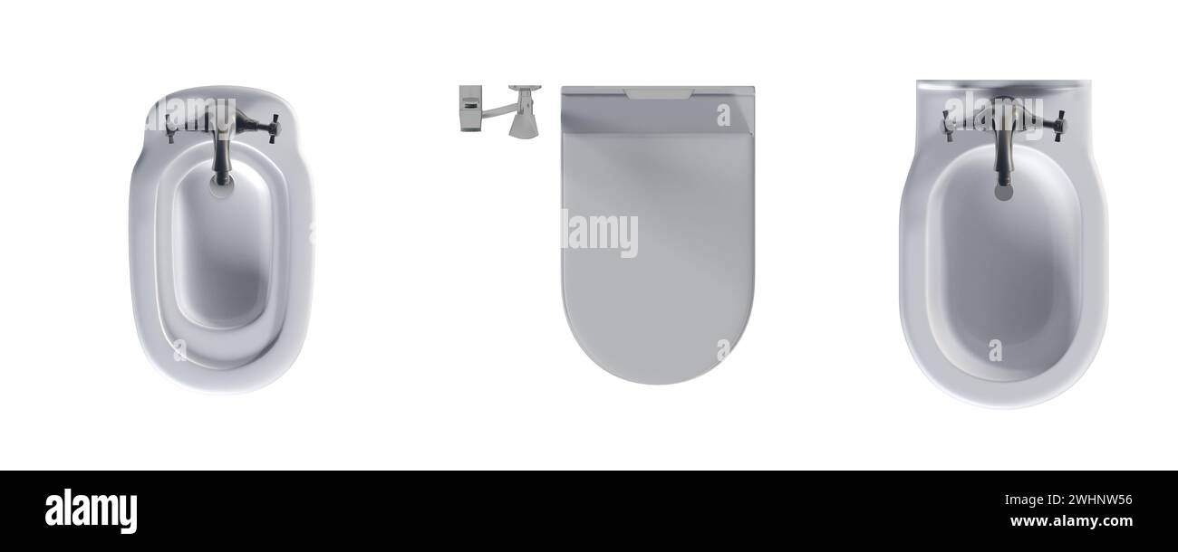 Lavatory pan isolated on a white background, bidet, 3D illustration ...