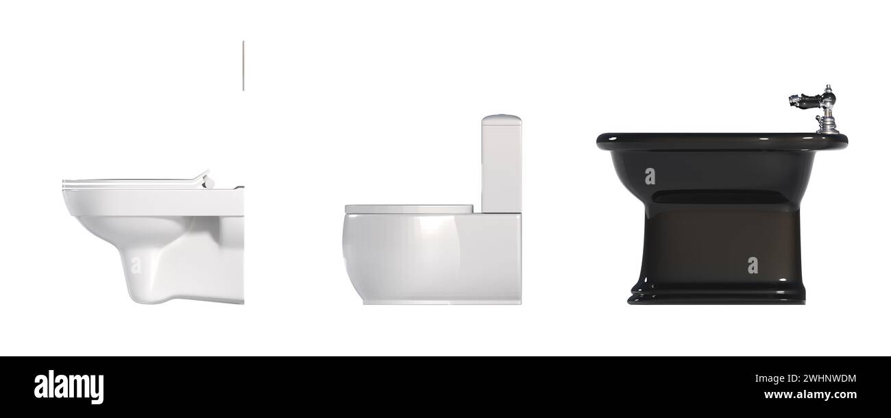 Lavatory pan isolated on a white background, bidet, 3D illustration ...