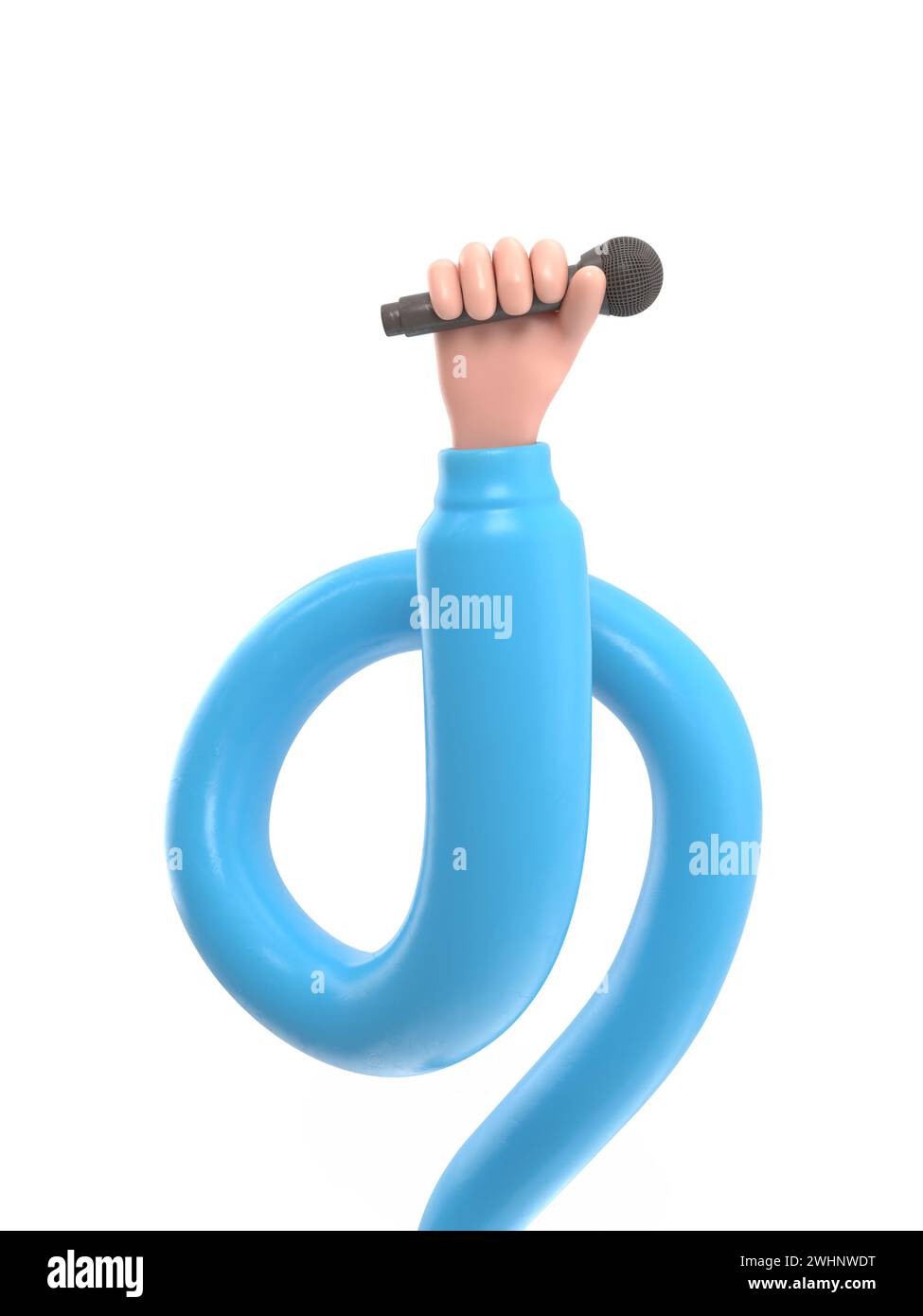 Cartoon Gesture Icon Mockup.Cartoon hand holding microphone.3D ...