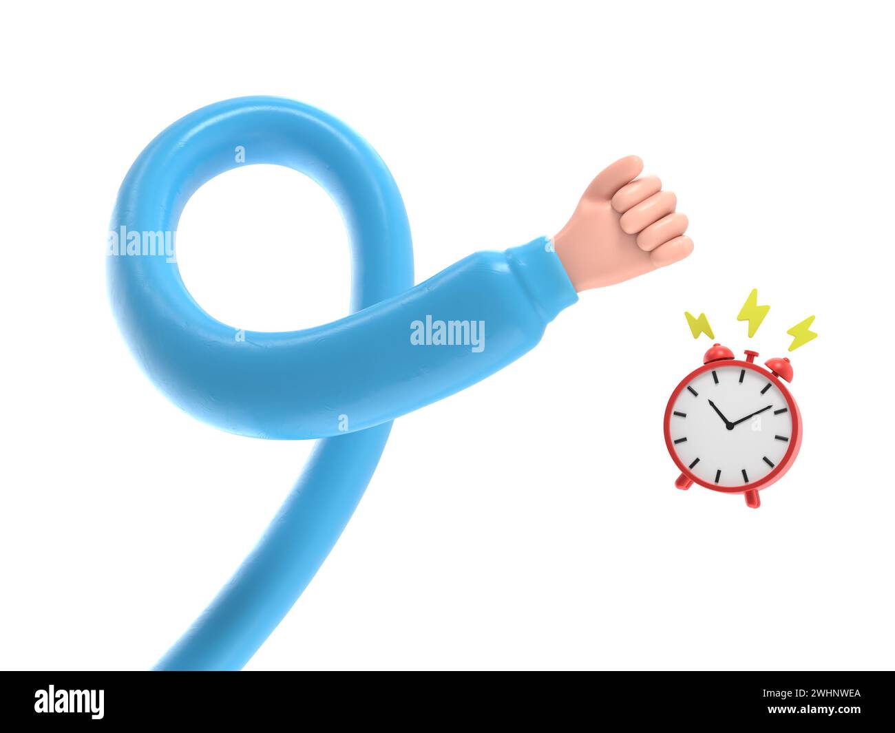 Cartoon Gesture Icon Mockup.Hand turning off the ringing alarm clock,3D ...
