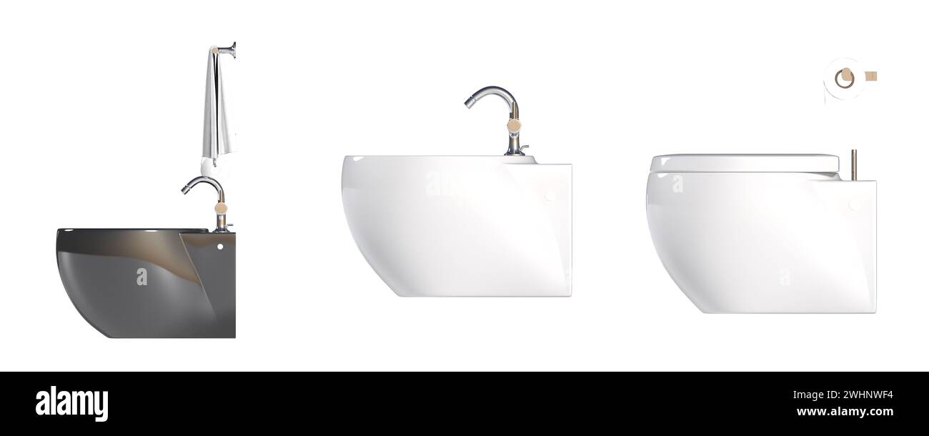 Lavatory pan isolated on a white background, bidet, 3D illustration ...