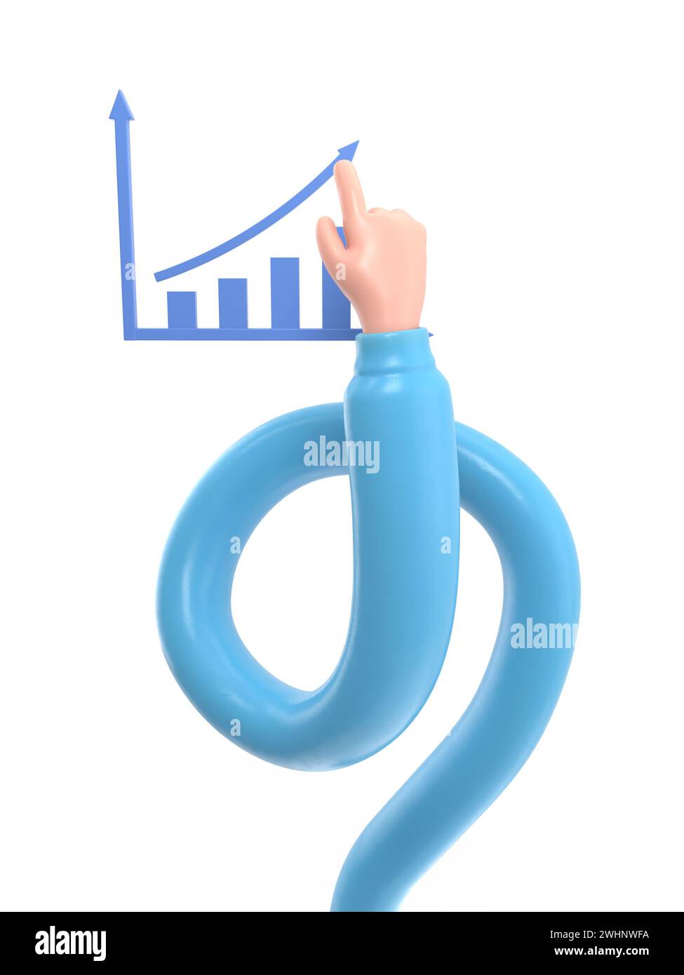 Cartoon Gesture Icon Mockup.Growth graph concept. Businessman draws a ...