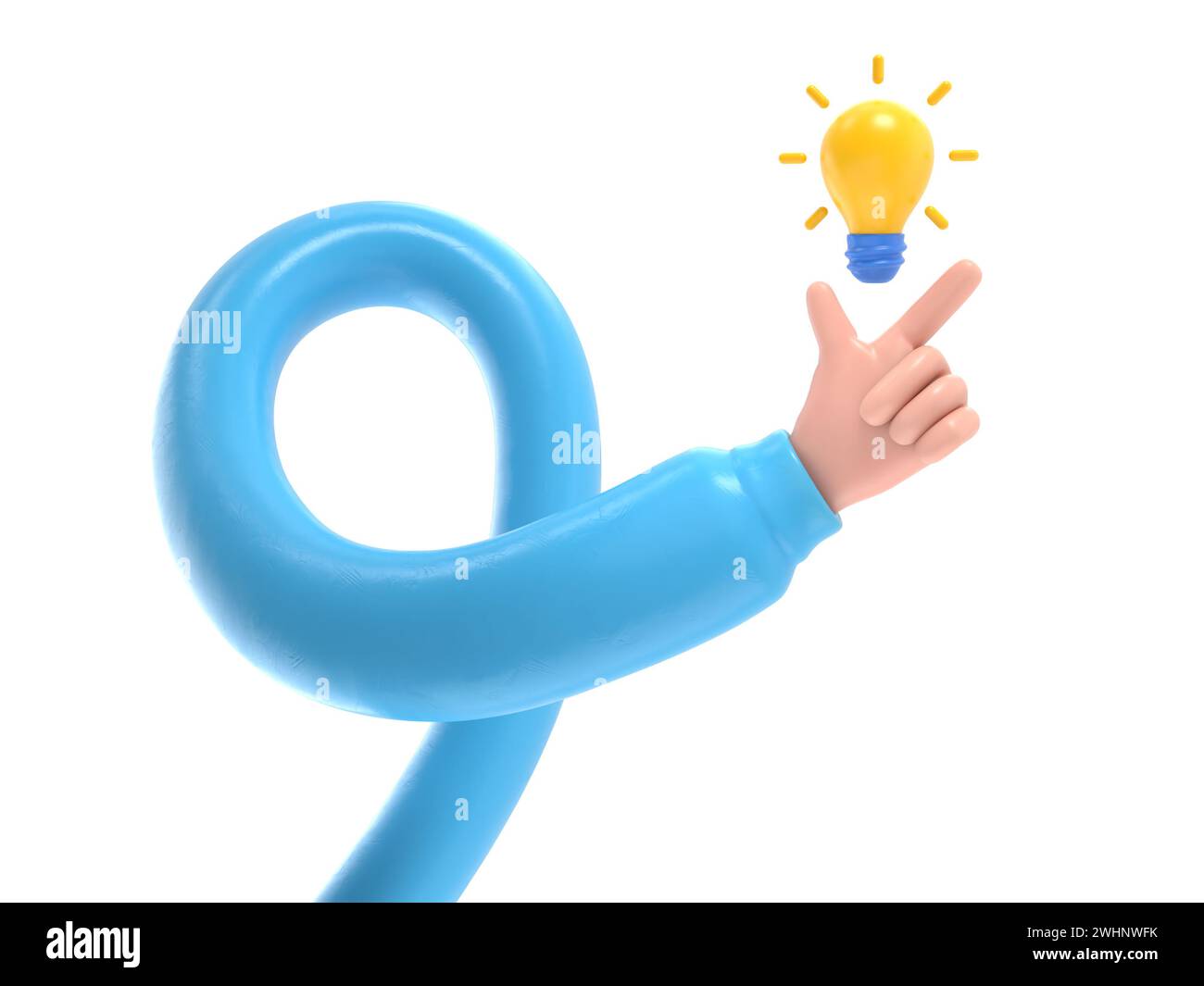 Pointing finger up on bulb as a symbol big idea. Having new creative ...