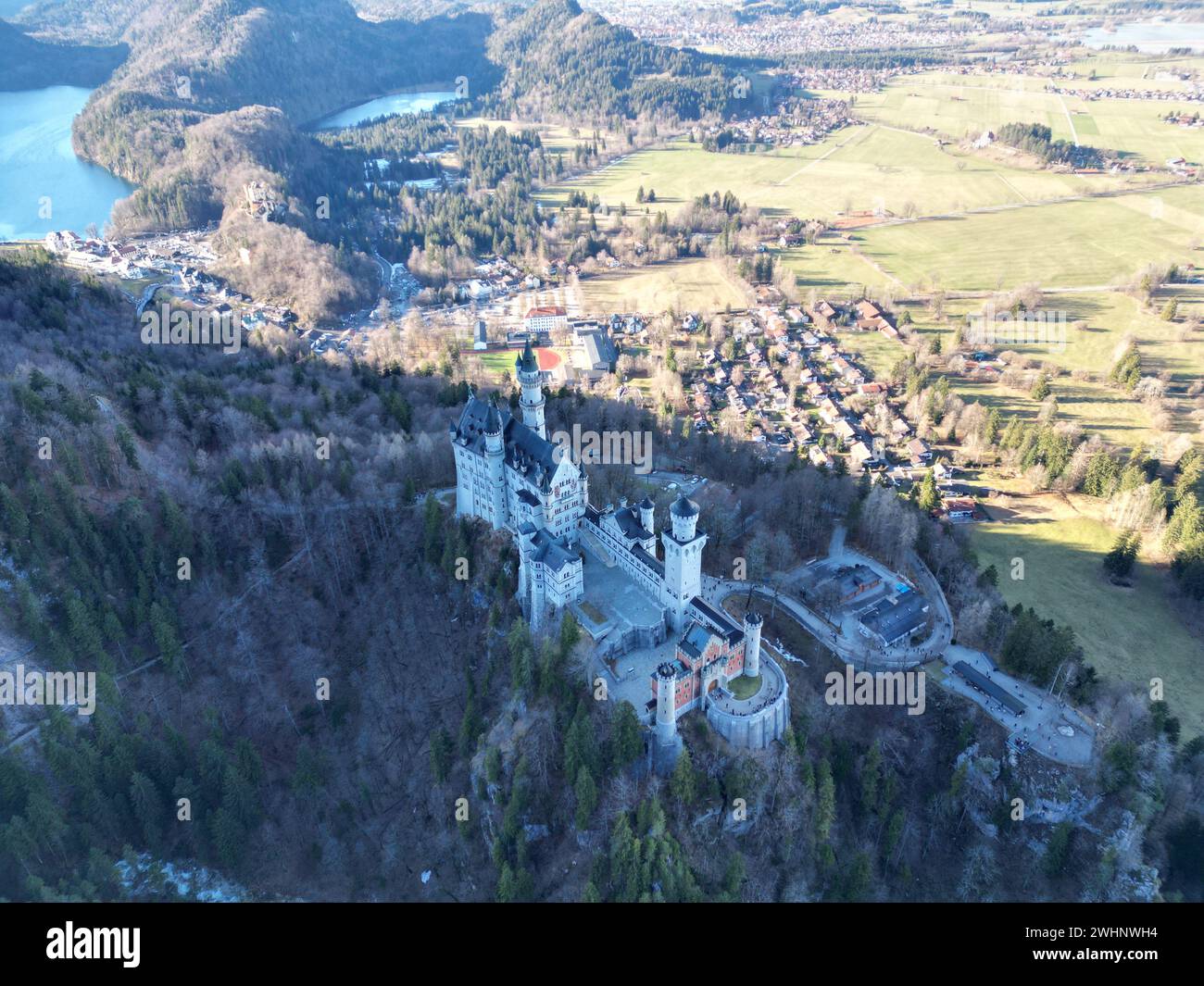 A beautiful view of the Neuschwanstein castle in Schwangau, Germany ...