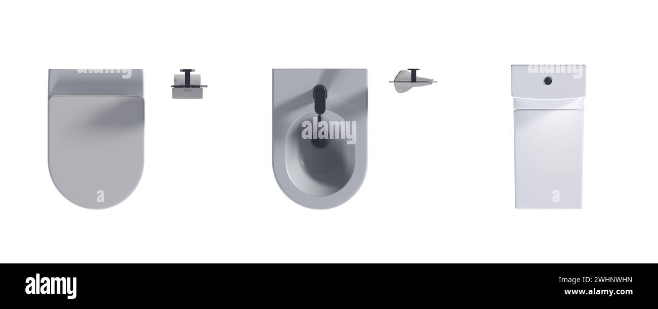 Lavatory pan isolated on a white background, bidet, 3D illustration ...