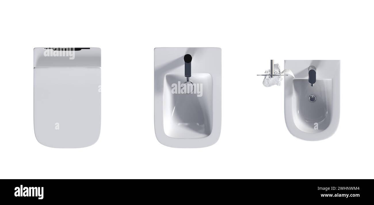 Lavatory pan isolated on a white background, bidet, 3D illustration ...