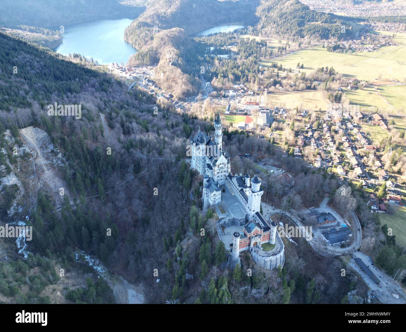 A beautiful view of the Neuschwanstein castle in Schwangau, Germany ...