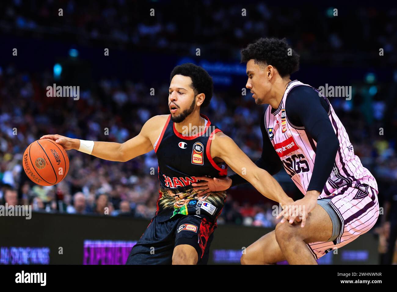 Sydney, Australia. 11th Feb, 2024. Tyler Harvey of the Hawks dribbles ...