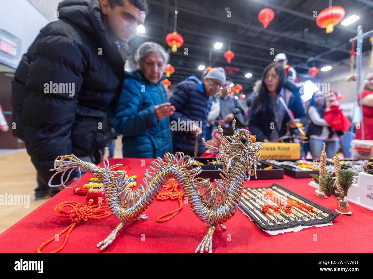 Toronto, Canada. 10th Feb, 2024. People look at traditional Chinese ...
