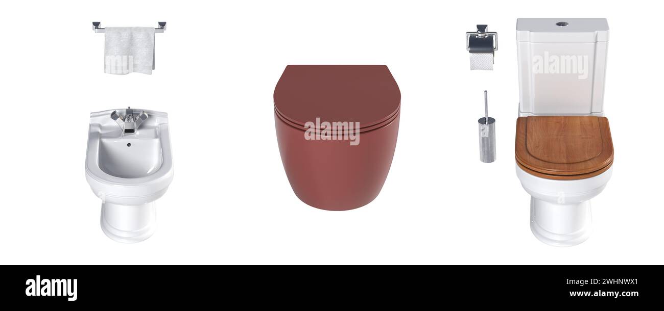 Lavatory pan isolated on a white background, bidet, 3D illustration ...