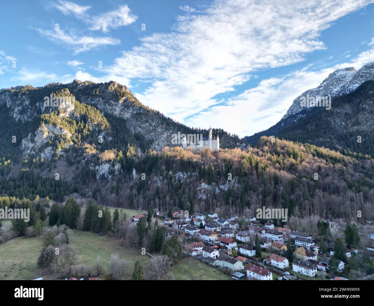 A beautiful view of the Neuschwanstein castle in Schwangau, Germany ...