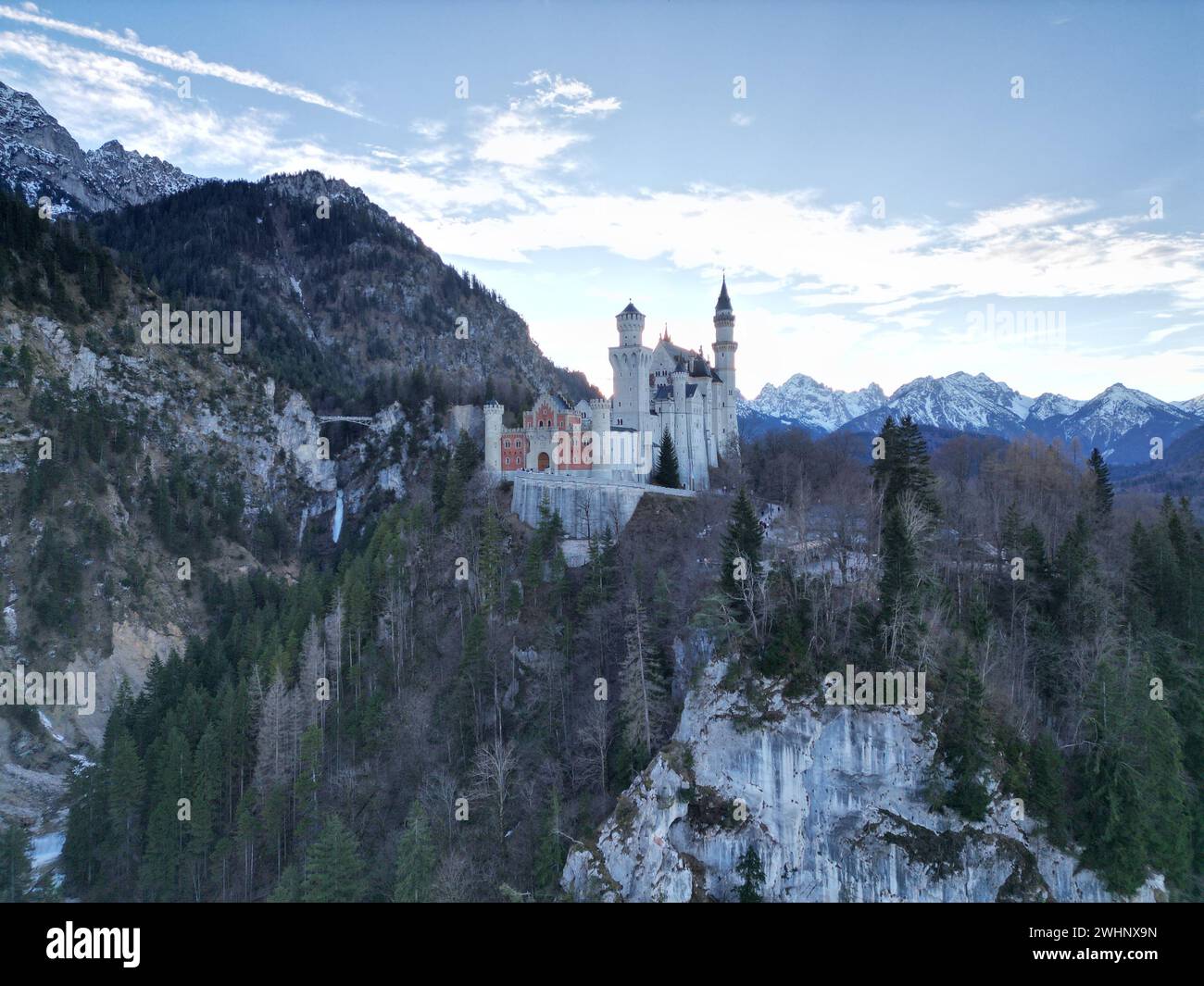 A beautiful view of the Neuschwanstein castle in Schwangau, Germany ...