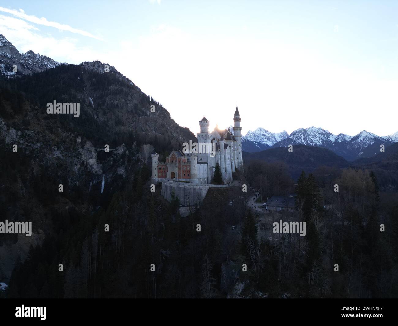 A beautiful view of the Neuschwanstein castle in Schwangau, Germany ...