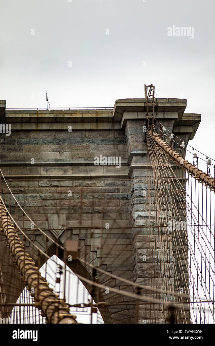 Spectacular view of the Brooklyn Bridge linking the boroughs of ...