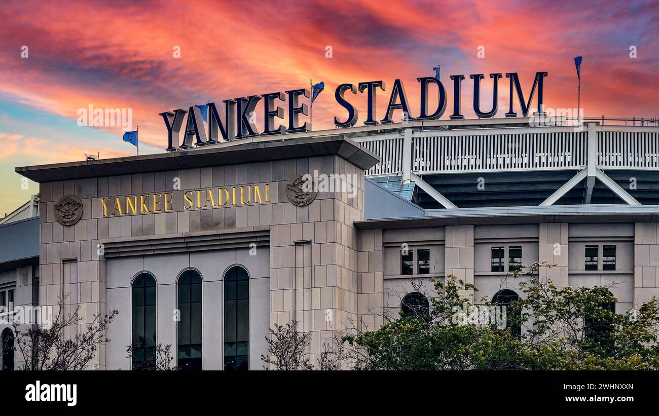 New York, USA; January 3, 2024: Entrance and sign at Yankee Stadium in ...