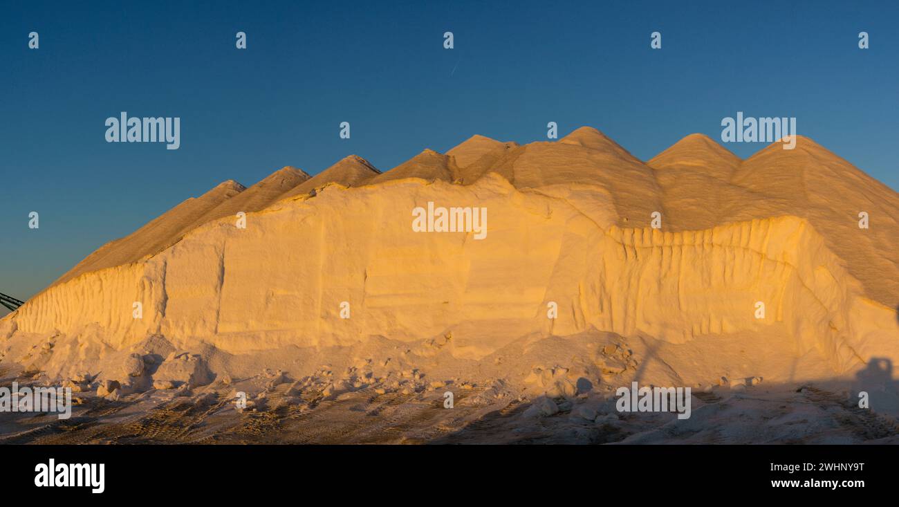 Salt mountains at sunset Stock Photo - Alamy