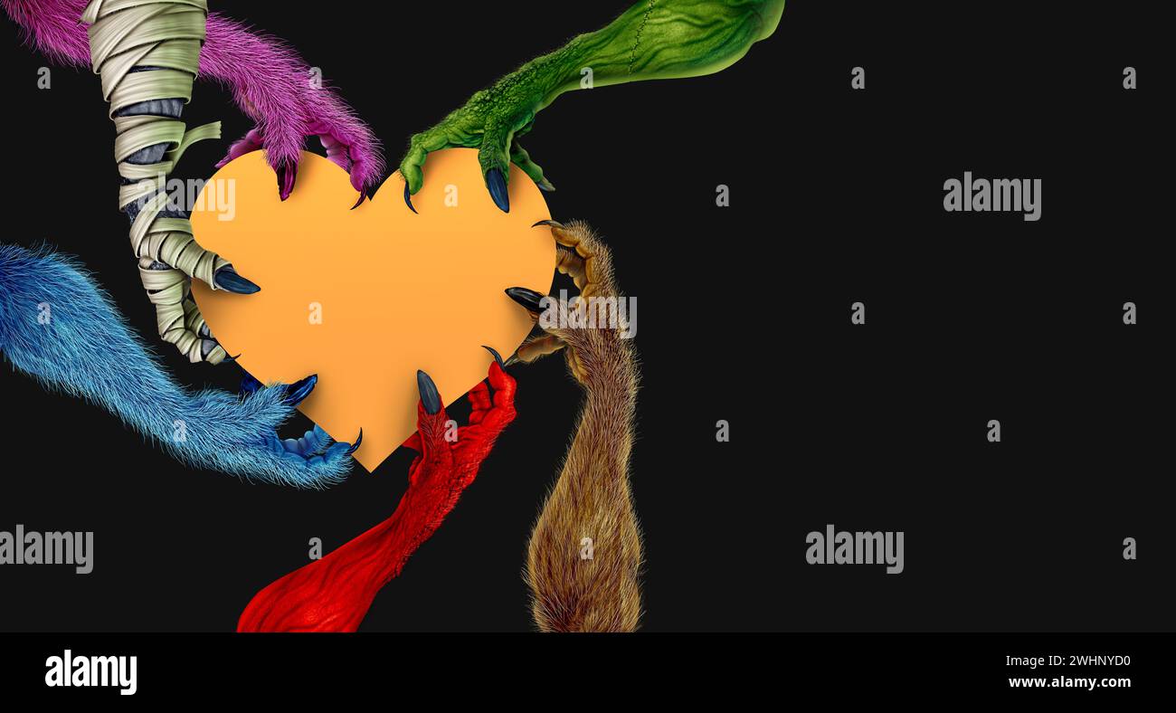 Creepy zombie hands heart sign hi-res stock photography and images - Alamy