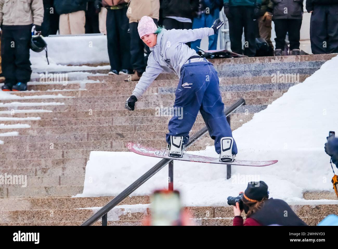 Minneapolis, Minnesota, USA. 10th Feb, 2024. EGAN WINT (USA) slides ...