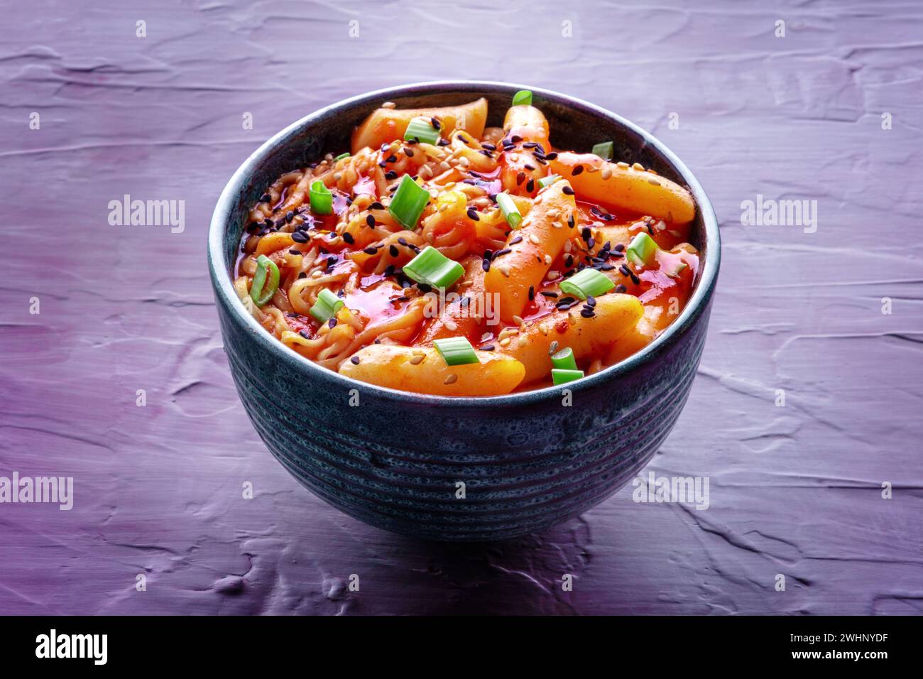 Rabokki, tteokbokki or topokki with ramen, Korean street food, spicy ...