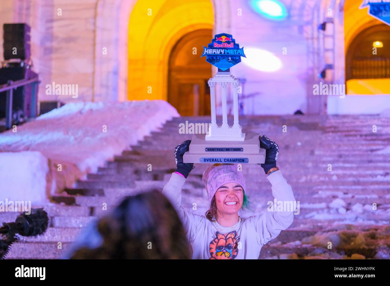 Minneapolis, Minnesota, USA. 10th Feb, 2024. EGAN WINT (USA) celebrates ...