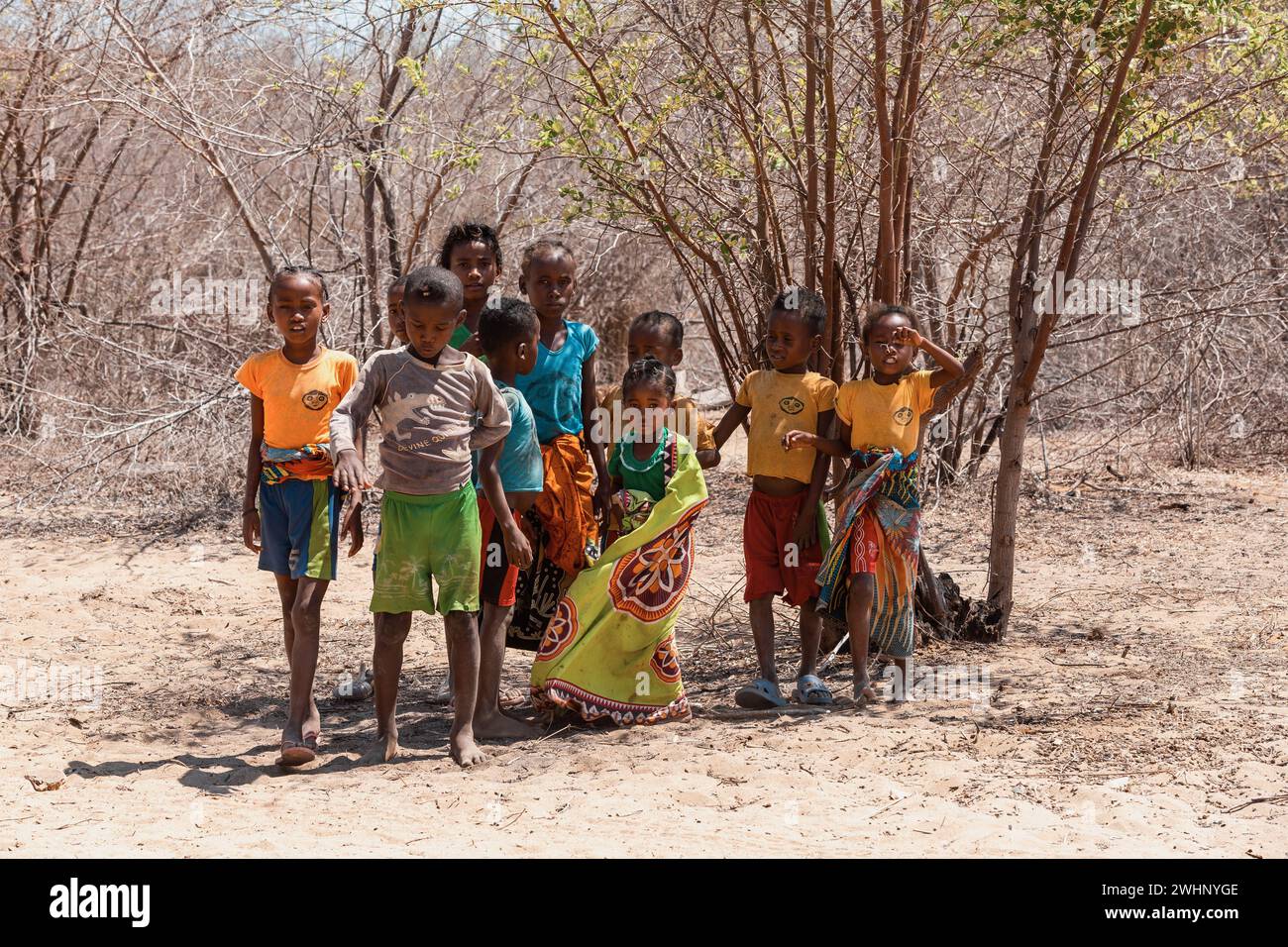Group of children standing in a line in front of Baobab Amoureux ...