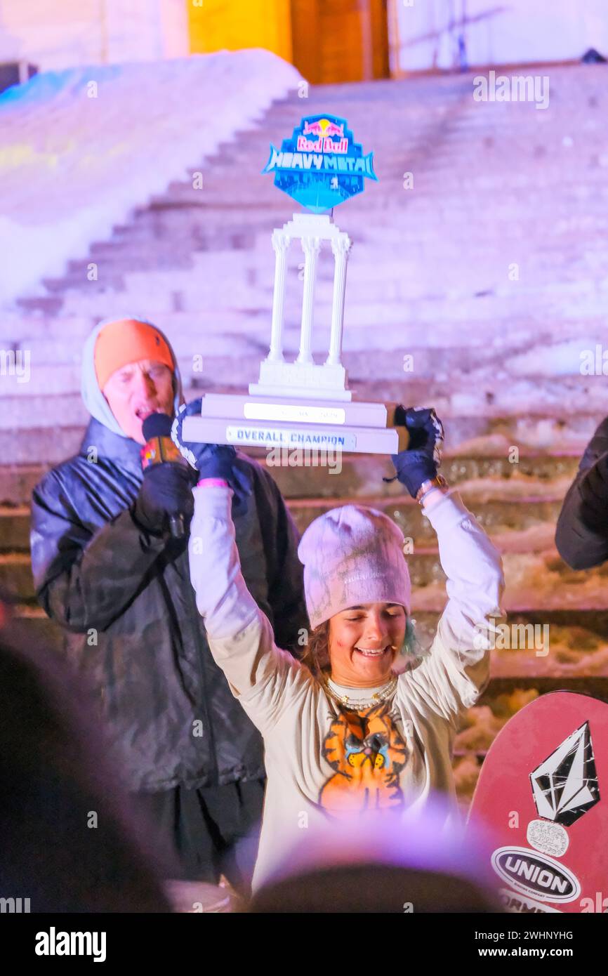 Minneapolis, Minnesota, USA. 10th Feb, 2024. EGAN WINT (USA) celebrates ...
