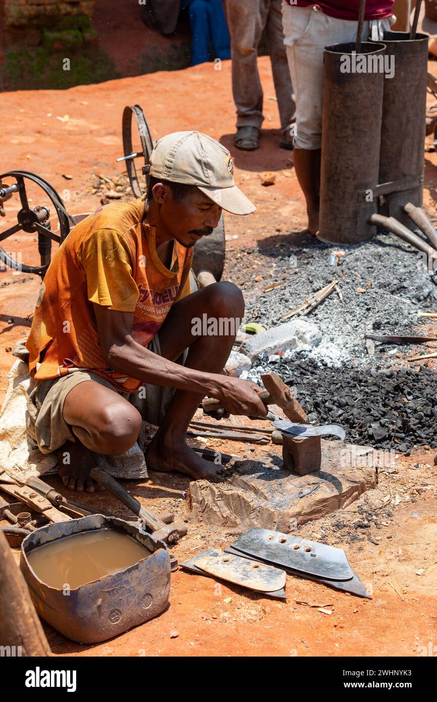 Malagasy couple runs a blacksmithing business in Mandoto, Madagascar ...