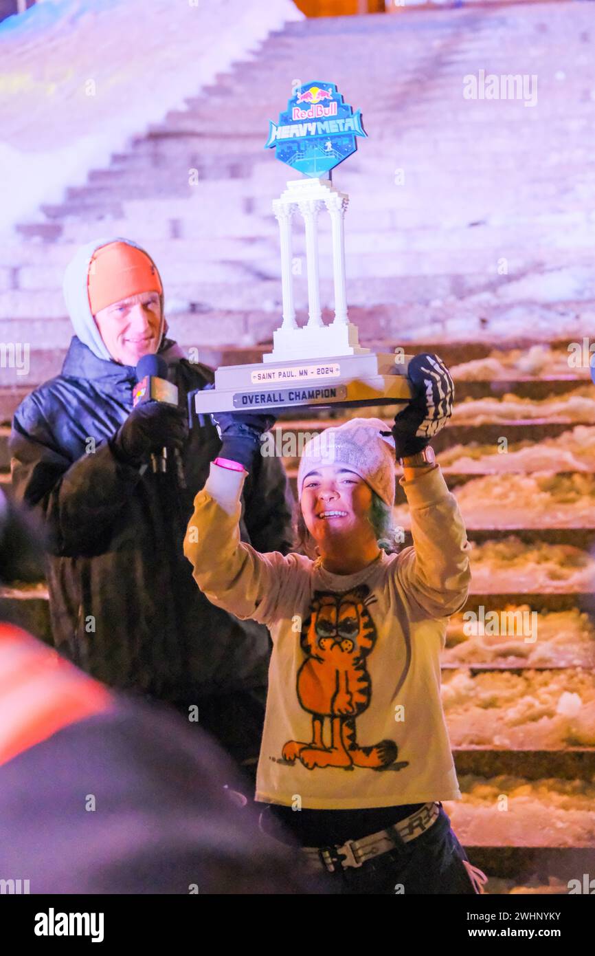 Minneapolis, Minnesota, USA. 10th Feb, 2024. EGAN WINT (USA) celebrates ...
