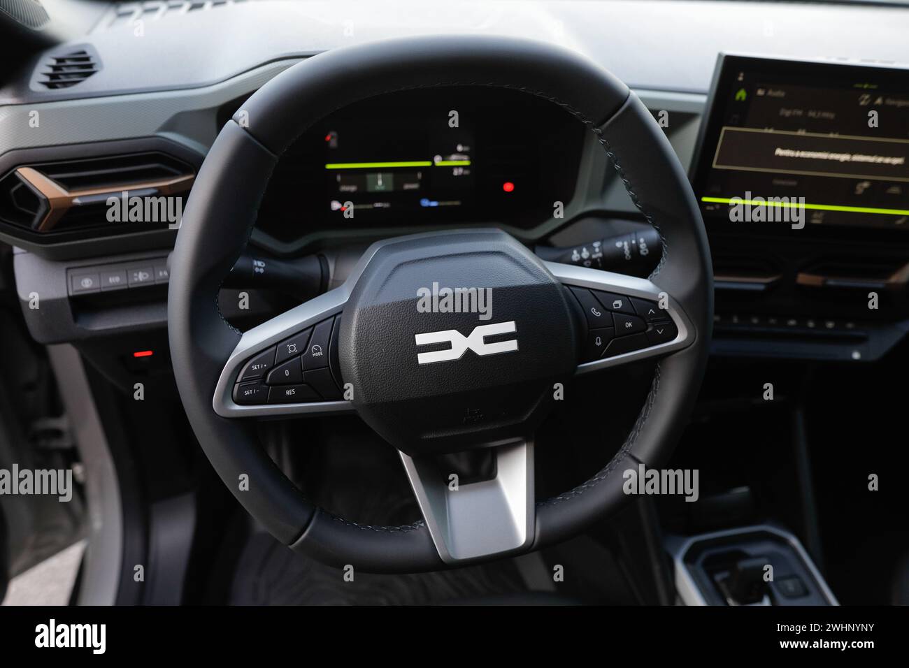 Mioveni, Romania - February 7, 2024: Interior of the new Dacia Duster ...