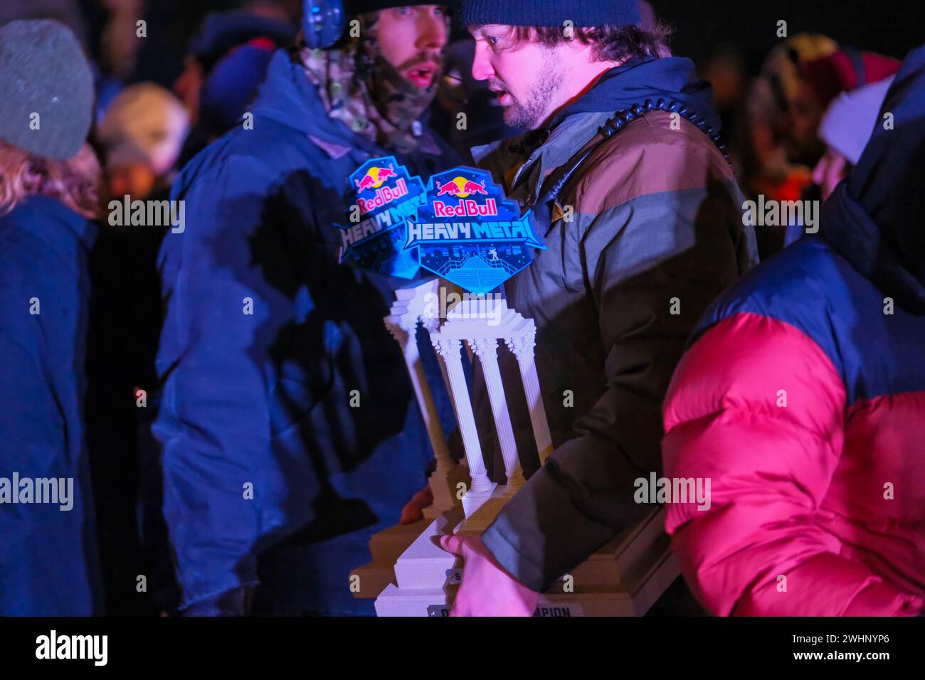 Minneapolis, Minnesota, USA. 10th Feb, 2024. A Red Bull staff member ...