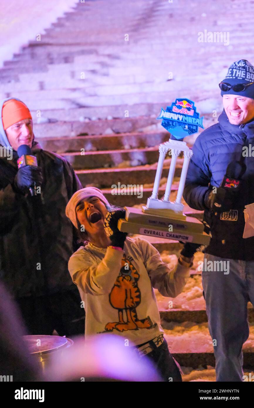 Minneapolis, Minnesota, USA. 10th Feb, 2024. EGAN WINT (USA) celebrates ...