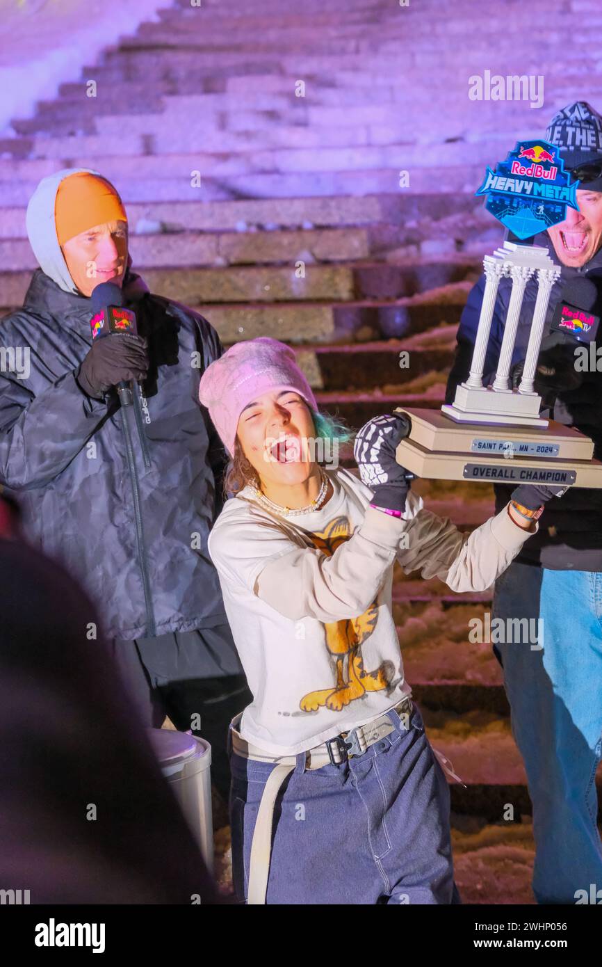Minneapolis, Minnesota, USA. 10th Feb, 2024. EGAN WINT (USA) celebrates ...