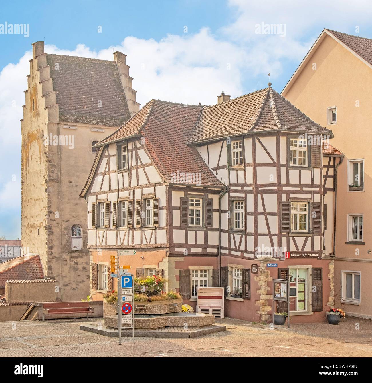 Markdorf old town with witches' tower, Lake Constance district Stock ...