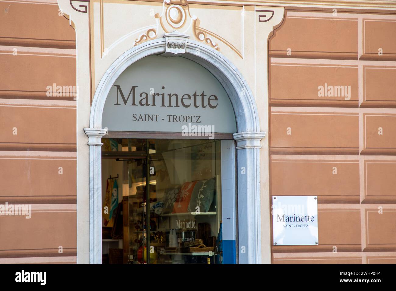 Saint Tropez , France - 02 10 2024 : Marinette Saint Tropez logo brand ...
