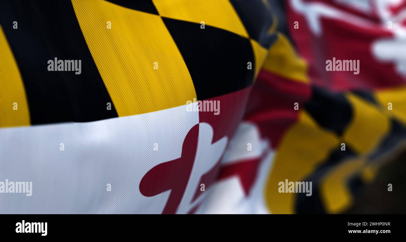 Close-up of Maryland state flag waving Stock Photo - Alamy