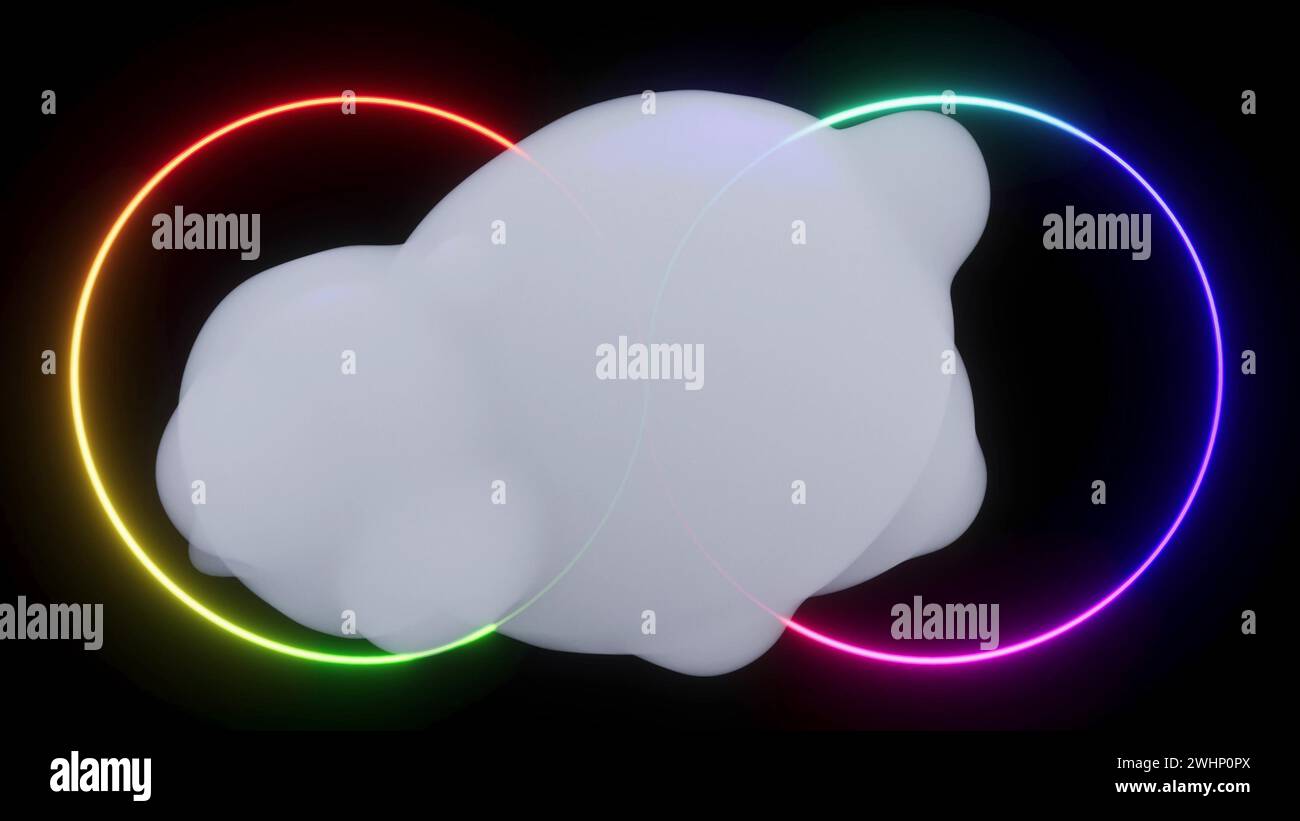 Neon Sign endless white cloud intro 3d render Stock Photo - Alamy