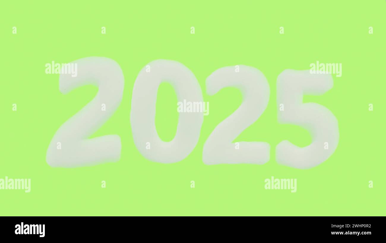2025 cloud year on green back intro 3d render Stock Photo - Alamy