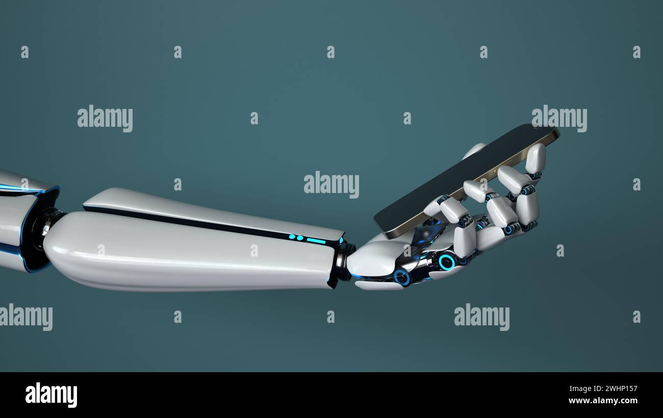Humanoid Robot Hand Smartphone Stock Photo - Alamy