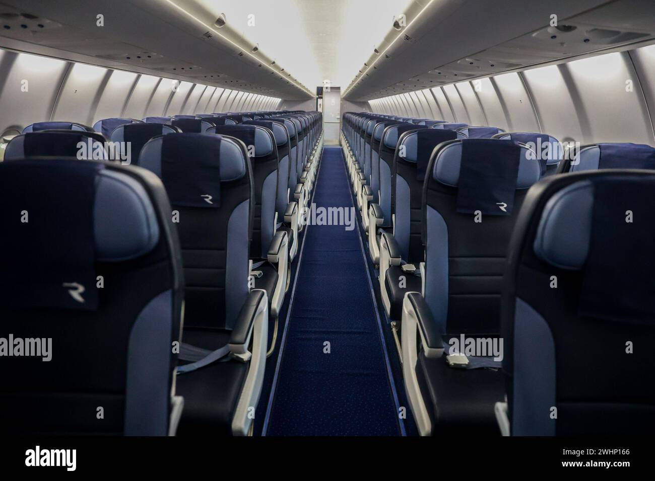 Saint Petersburg, Russia. 09th Feb, 2024. Interior view of ssj-100 ...